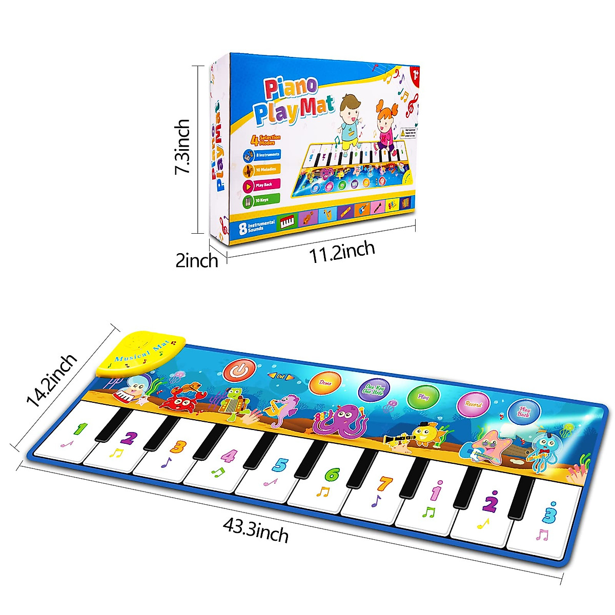 Foayex Valentines Day Gifts for Toddlers Boys & Girls Toys,Foldable Musical Toys, Learning Floor Mat with 8 Instrument Sounds-Touch Play for Early Education, Birthday Gifts for Baby Boys Girls