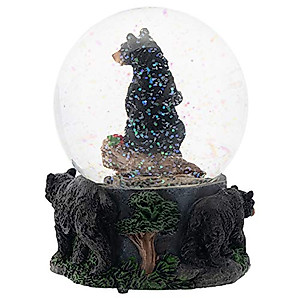 Black Bear Friend Couple 100MM Musical Snow Globe Plays Tune Born Free
