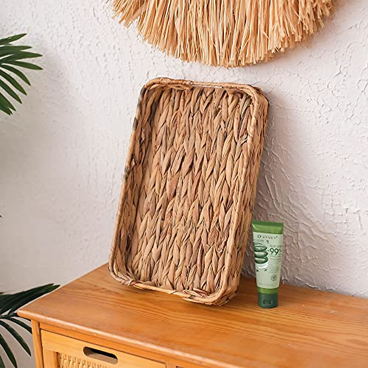 Grass Weaving Tray, Grass Storage Bins for Fruit or Tea,Arts and Crafts. (1) (Tray-A-M)