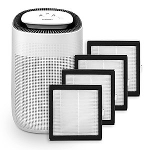 Tenergy Sorbi Dehumidifier w/Air Purifying Function and 3-Pack Replacement H13 Medical Grade Hepa Filter, Ultra-Quiet, Adjustable Air Speeds, and Touch Control