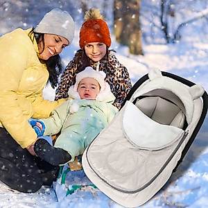 Baby Car Seat Cover,Winter Car Seat Cover for Babies Car Seat or Stroller,2 in 1Universal Infant Car Seat Cover for Boys & Girls-Keeps Baby Warm and Cozy,Zipped Baby Carseat Cover Fit for All Season