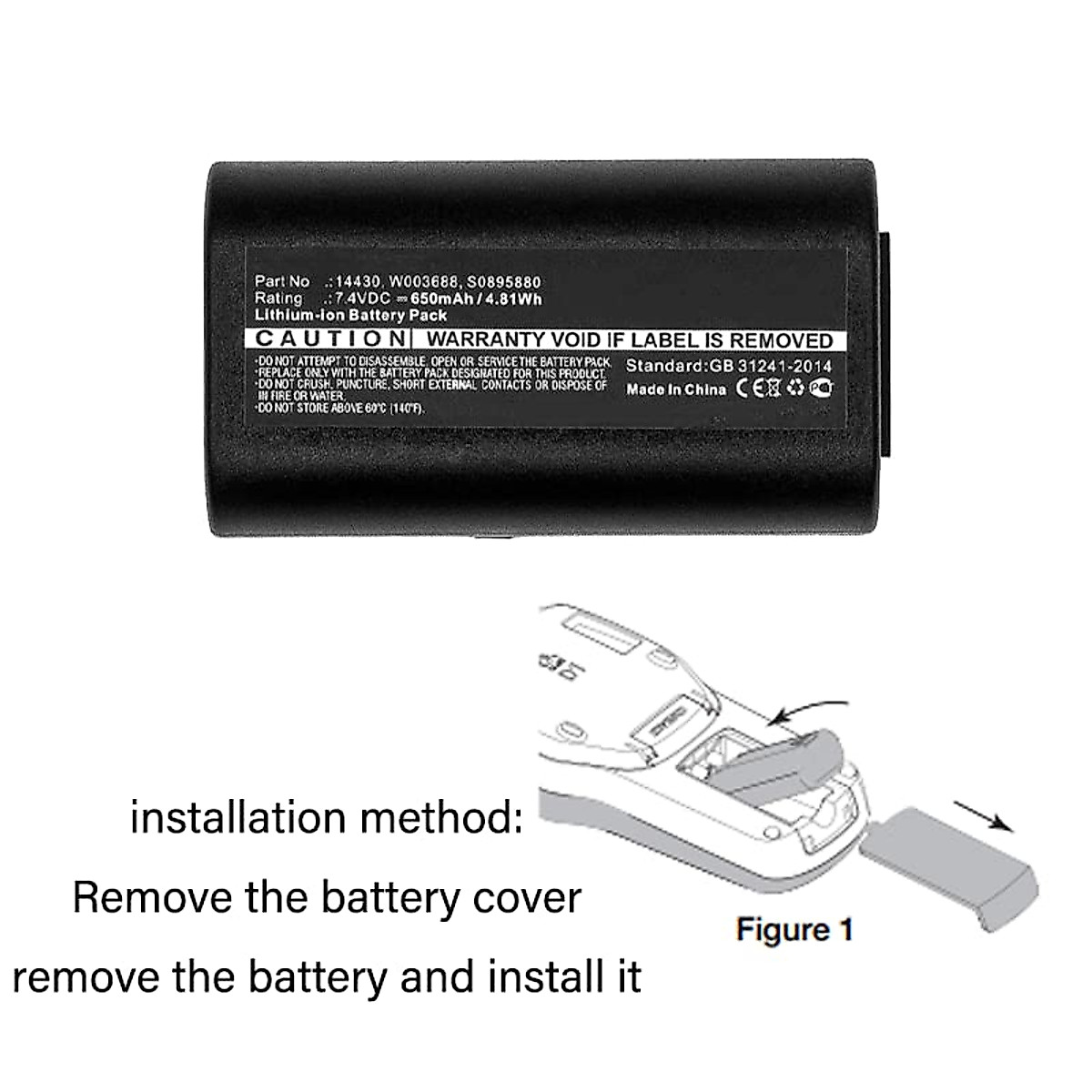 Replacement Battery for DYMO LabelManager280 260P LabelManager PnP,1815990 Compatible with 3M PL200, fits Part No DYMO S0895880 S0915380 W003688 14430 1758458,7.4V Li-ion 650mAh/4.81Wh