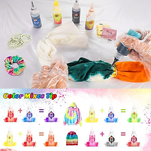 DIY Tie Dye Kit, Emooqi 26 Colors Fabric Dye Art Set with Rubber Bands, Gloves, Spoon, Funnel, Apron, and Table Covers-Great for Craft Arts Fabric Textile Party Handmade Project.
