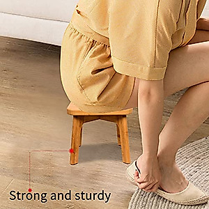 YITIHOME Small Step Stools for Kids Adults with 300lbs Load Capacity, Small Foot Stool Foot Rest Non-Slip Bamboo Wooden Step Stool Great for Plant Stand Kitchen Bathroom and Bedroom