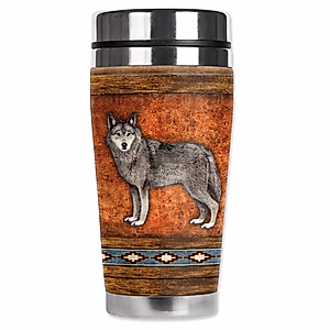 Mugzie MAX - 20-Ounce Stainless Steel Travel Mug with Insulated Wetsuit Cover - Wolf - Image by Dan Morris