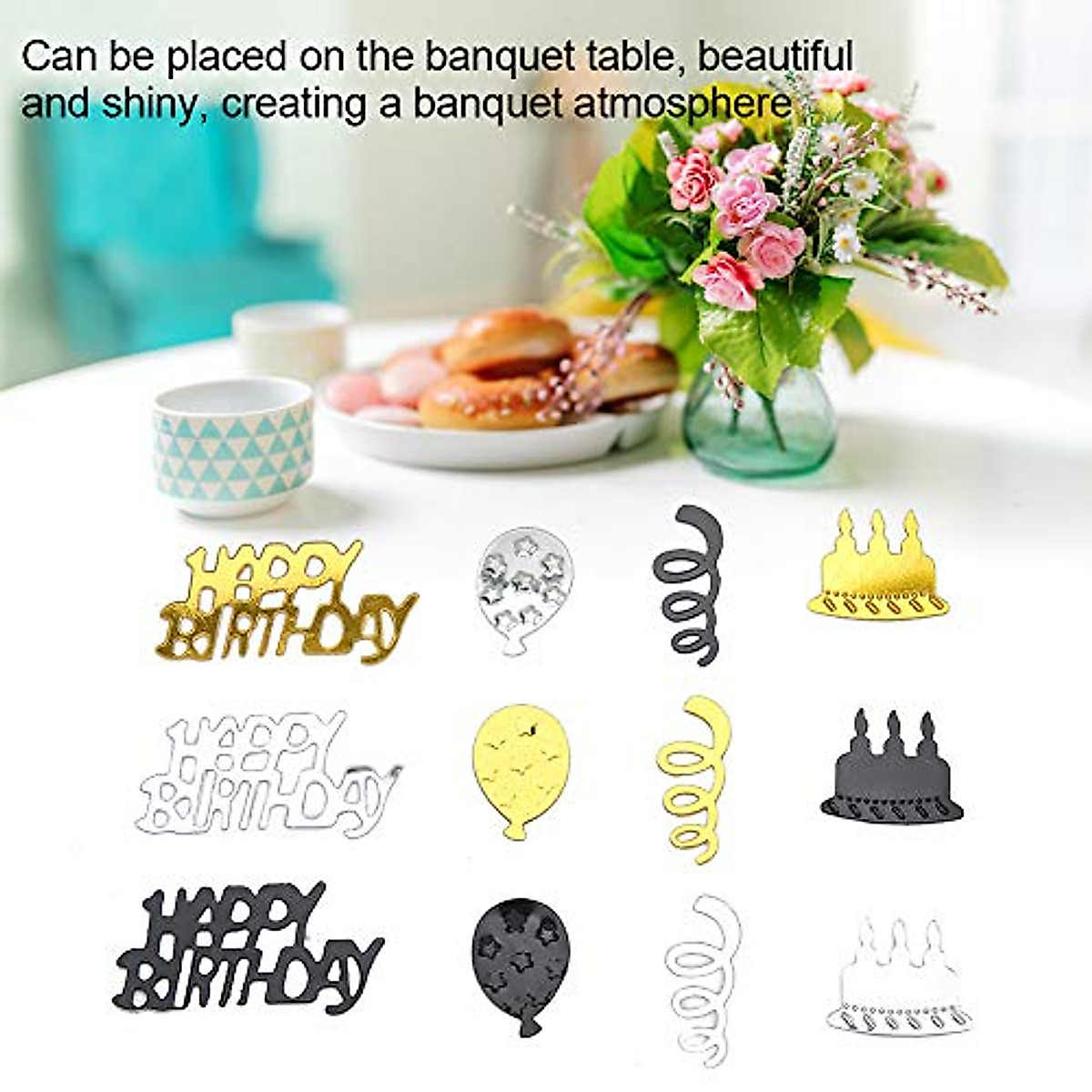 Sempoda 1 Bag Confetti,Acrylic Balloons Stars Ribbons Shape Birthday Wedding Decoration,Table Scatter Confetti Decorations for Birthday Party, Baby Shower,DIY Arts and Crafting