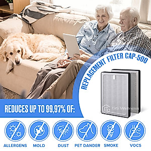 G6 Wellness H13 HEPA 2-Pack Replacement Filter Set Compatible with Cuisinart CAP-500 Air Purifier | 3 in 1 Filtration | Medical Grade True HEPA Filter H13 | Activated Carbon | Pre-Filter