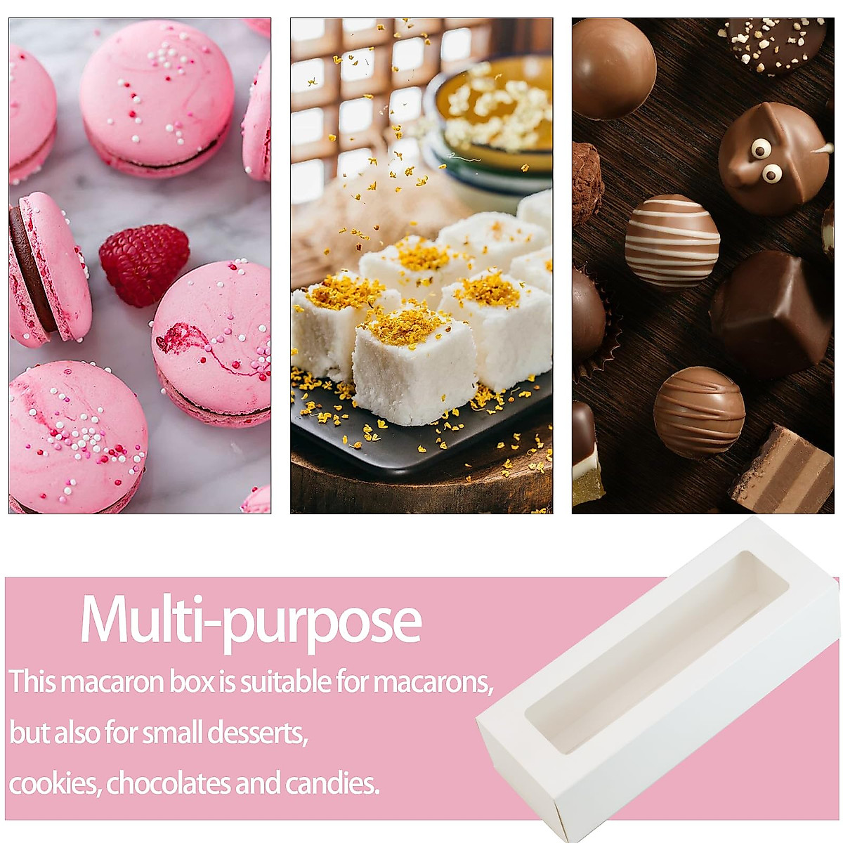 PQZKLDP 16Packs White Macaron Gift Boxes for 6 to 8 Macarons with Clear Window Cookie Packaging Box for Chocolate, Truffles Cake,Desserts,Mini Cupcakes, MuffinsHome X158