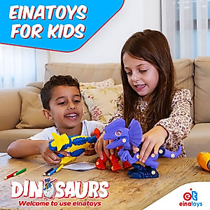 einatoys Take Apart Dinosaur Toys for Boys & Girls – Ages 3, 4, 5, 6, and 7 STEM Building Toys with Electric Drill – 3 Pc. Construction Building Toy Dinosaur Set – Fun and Educational Birthday Gift