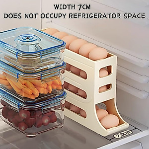 4 Tiers Egg Holder for Fridge, Automatic Scrolling Egg Rack Holder, Eggs Dispenser Auto Rolling, Large Capacity Eggs Organizer Storage 30 Egg for Fridge, Kitchen. (transparent)