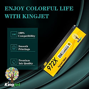 Kingjet Compatible for HP 972X Yellow Ink Cartridge Replacement for HP 972X 972 Magenta Work with PageWide Pro 477dw 577dw 577z 552dw 452dn 452dw 477dn PageWide Managed P55250dw P57750dw Printer