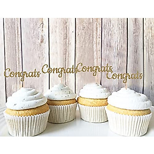 Congrats Cupcake Toppers for Graduation - Congratulations Food Picks, Graduation party decorations, Retirement Cupcake Toppers, Glitter Congrats 2022