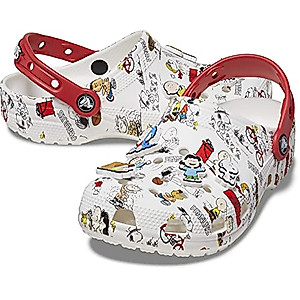Crocs Unisex Classic Peanuts Snoopy Clogs, White/Multi, Numeric_9 US Men