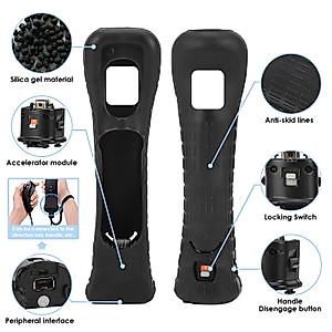 DERCLIVE Remote Motion Plus Sensor Controller Adapter + Silicone Case