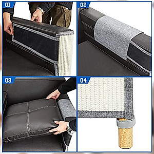 Cat Scratcher Furniture Protector Set of 2, Cat Scratch Mat Sofa Protection with Natural Sisal for Furniture Couch Chair Sofa Cat Care Pad (Dark Gray)