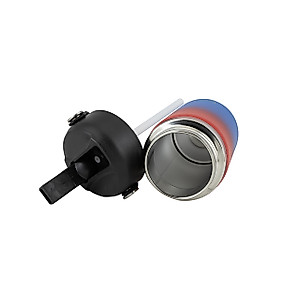 Personalized Water Bottle For Kids - Small 12oz BPA Free Custom Insulated Stainless Steel Bottle for School w/Name for Girl or Boy - w/Reusable Straw (Red/Blue)