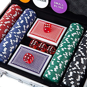 Poker Chip Set - 200PCS Poker Chips with Aluminum Case, 11.5 Gram Chips for Texas Holdem Blackjack