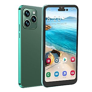 I14pro 4G Cell Phone, 6.1in IPS HD Screen, 4GB RAM 64GB ROM, Dual Card Dual Standby, 16MP Rear 8MP Front, 4000mAh Battery, Face Unlocked Android 11 Smartphone(Dark Green)