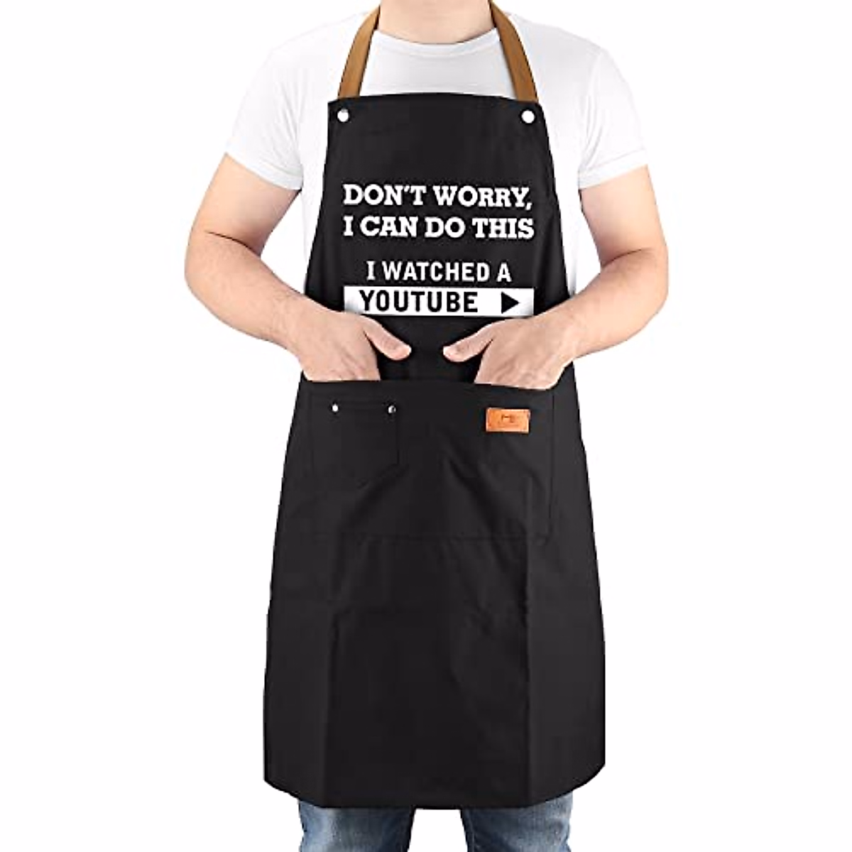 Gifts for Men Women, Funny Saying Apron with 3 Tool Pockets Adjustable Neck Strap, Waterproof, Gifts for Dad, Husband, Friends, Birthday Gifts, Gag Gifts, BBQ Cooking Chef Apron, Valentine's Day Gift