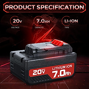 GROWFEAT 2Pack 7.0Ah Battery Replacement for Porter Cable 20V Battery + PCC692L Charger Replacement, Compatible with PCC685L PCC680L PCC682L PCC685LP for 20-Volt Lithium-ion Battery