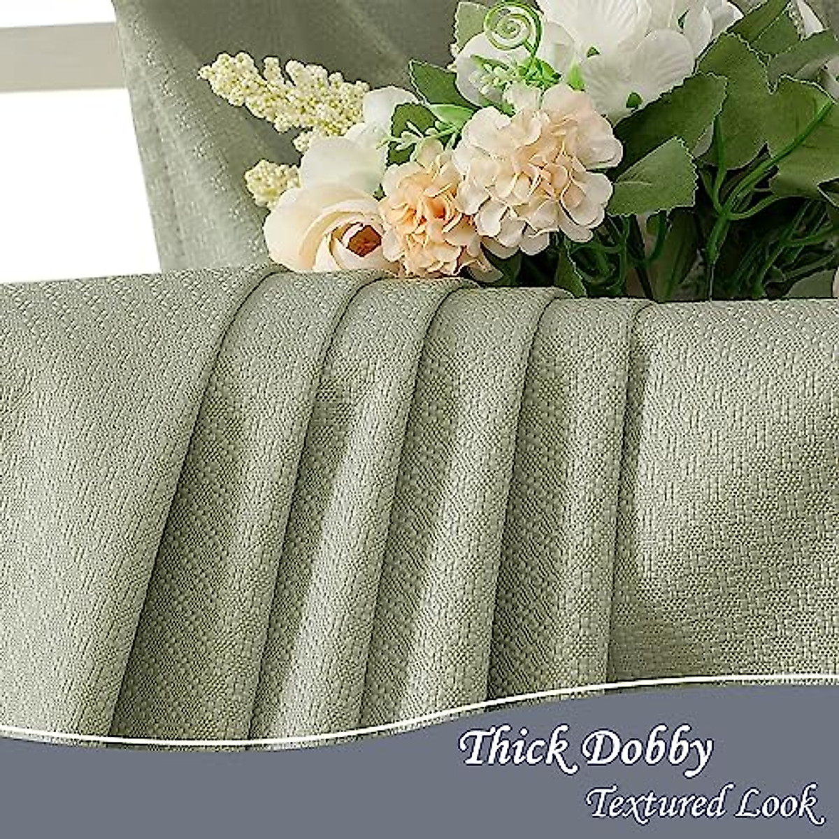 OVZME 100% Blackout Window Panels for Living Room, Keep Warm Light Green Blackout Curtains Energy Saving Full Light Blocking Thermal Insulated Curtains, Back Tab & Rod Pocket (W52 x L84)