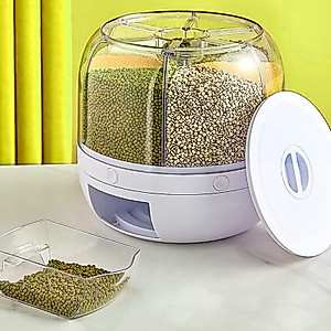 360° Rotating Rice & Grain Storage Container - Durable Airtight Dispenser for Small Beans, Barley, Millet & More - Moisture Resistant Kitchen Organizer with Lid - Holds up to 22lbs of Rice