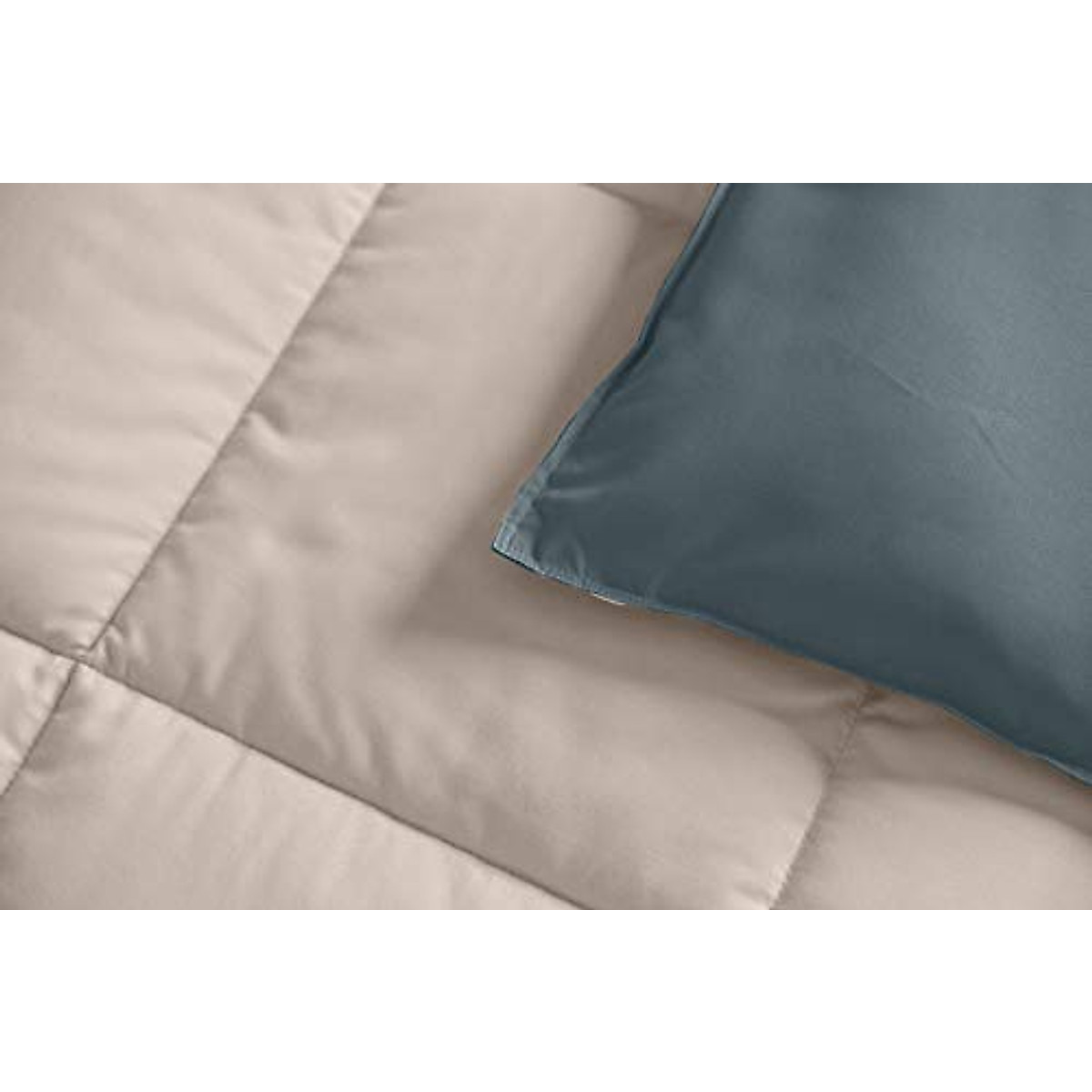 Royal Hotel Bedding Reversible Throw Blanket, Hypoallergenic, Down Alternative Throw Blanket, Medium Warmth, 50 by 75 Inches, Taupe - Navy