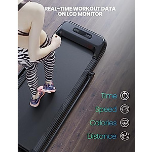 GARVEE 2-in-1 Treadmill, [2.25 HP] [0.6-6.2 MPH] for Running Walking, Folding Treadmill with Real-time Workout Data on LCD Display, Under Desk Treadmill for Apartment Office Home Workout- Black