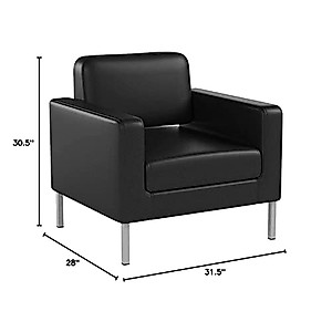 HON Corral Leather Club Chair, Guest Chair for Office Space, Black (HVL887)
