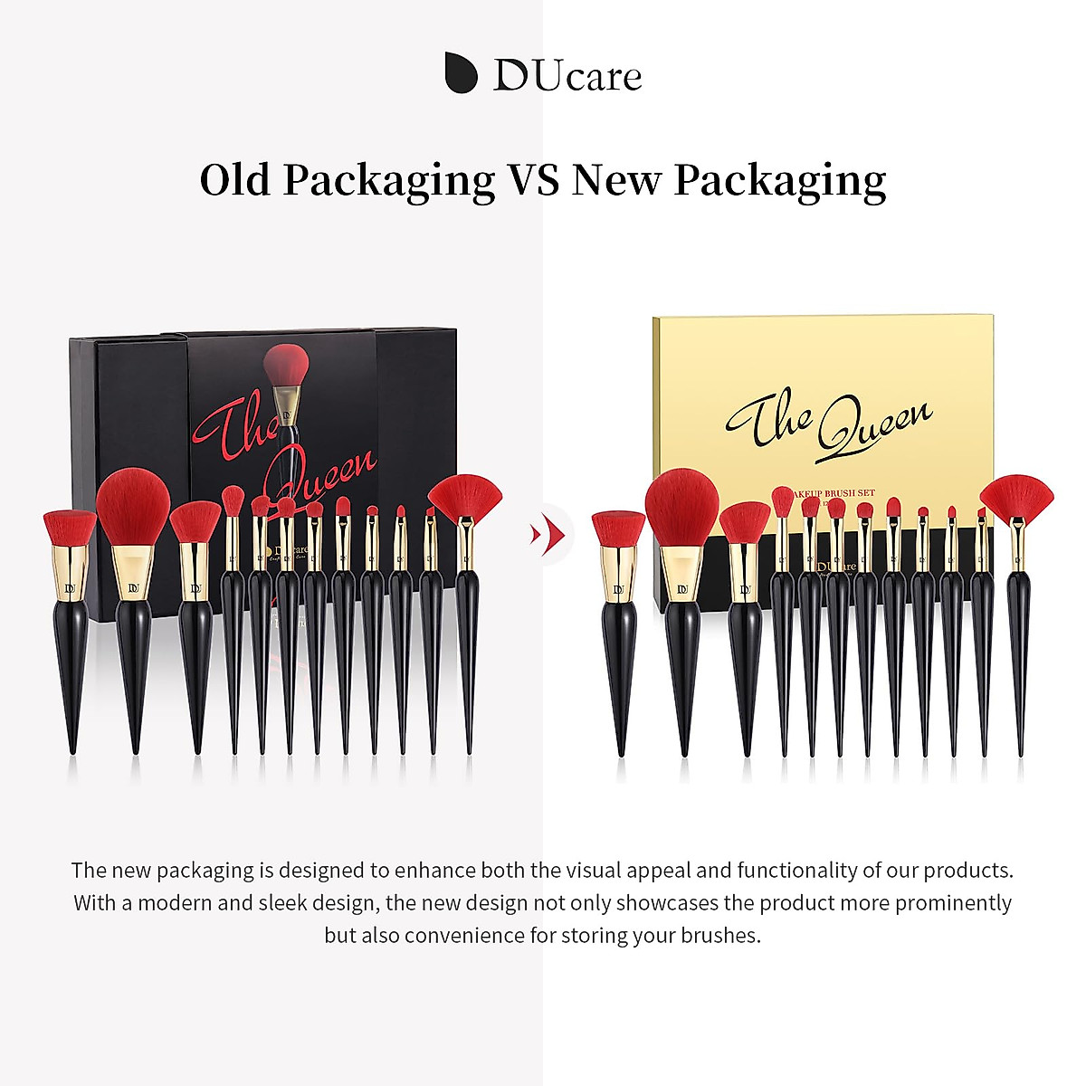 DUcare Makeup Brushes 12Pcs The Queen Series Makeup Brush set Premium Gifts Kabuki Foundation Blending Face Powder Blush Concealers Eye Shadows Brushes