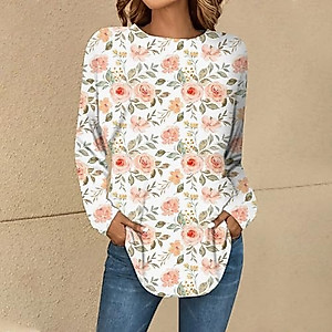 Oversized Shirts Sweatshirts for Women Fashion Pullover Camo Graphic Sweatshirts Lightweight Clothes White Shirts for Women Shirts(1-Watermelon Red,Small)