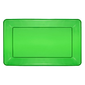 Party Essentials Heavy Duty Hard Plastic 12 x 18-Inch Rectangular Serving Tray, Neon Green, 3-Count