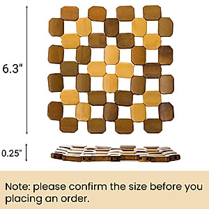 Tlence 12 Pack Bamboo Trivet Mat for Hot Dishes, 6.3'' Heat Resistant Kitchen Hot Pads, Wooden Table Counter Protector Set, Bamboo Coasters for Teapot Hot Dishes Pans, Table Décor Kitchen Gifts Idea