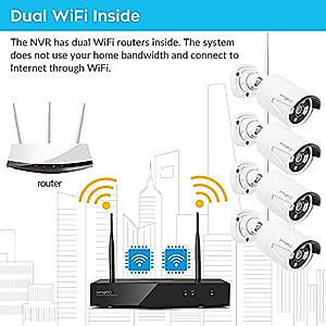 XMARTO H.265 10CH 4K Ultra HD WiFi Security NVR DVR Recorder w. Dual WiFi Routers in,Long Range WiFi, G3 Auto WiFi Relay, Support 10-Cameras,Cloud Storage,Alexa (NO HDD, WNP810/ WNQ58/ WNQ28)