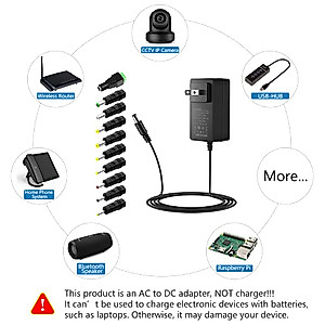 SHNITPWR 12V 2A 24W Power Supply Adapter 100V~240V AC to DC Converter 12V 2A 1.8A 1.5A 1.2A Universal Transformer W/ 10 Tips 5.5x2.1 5.5x2.5 5.5x3.0 6.3x3.0 4.8x1.7 4.0x1.7 3.5x1.35