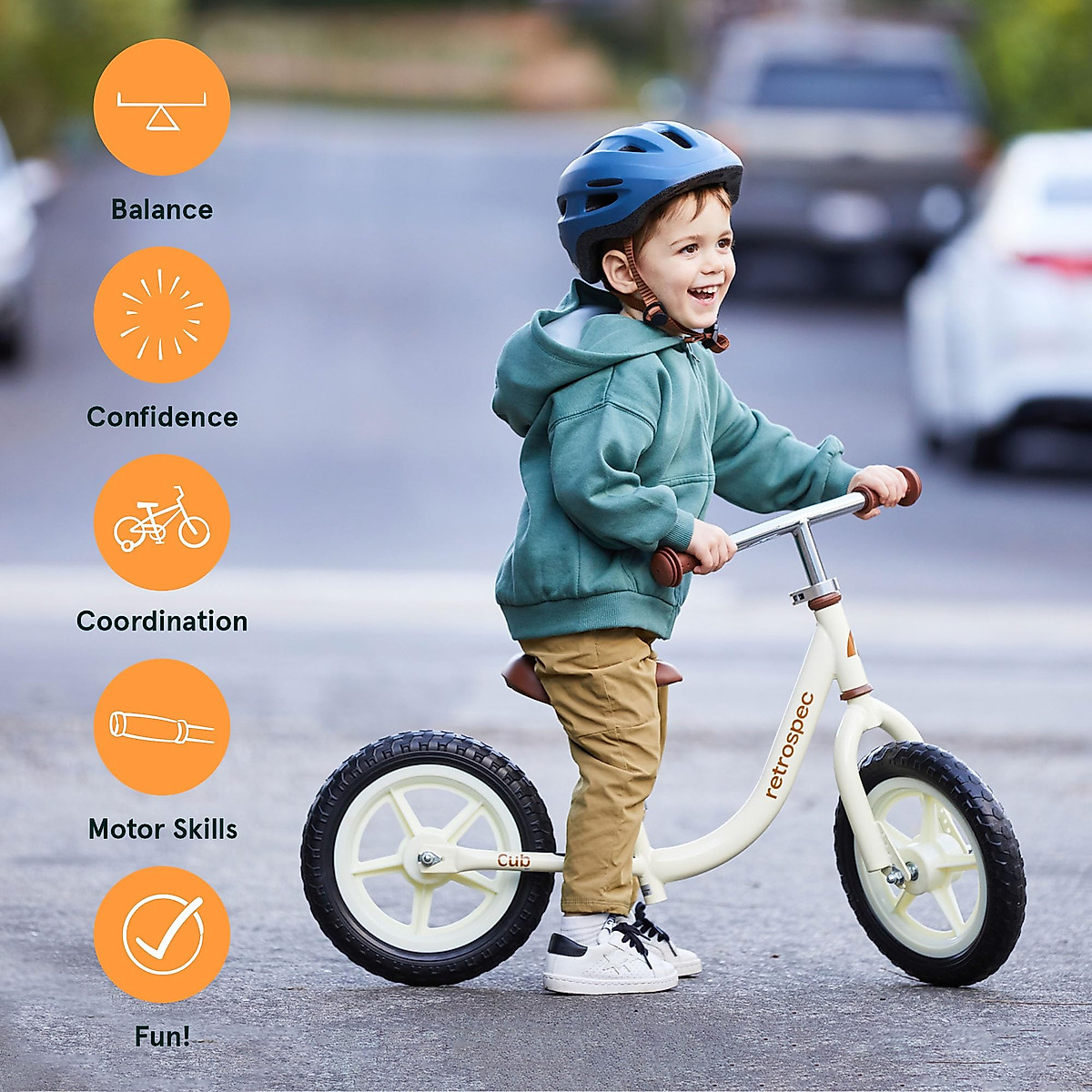 Cub Toddler 12" Balance Bike, 18 Months - 5 Years Old, No Pedal Beginner Kids Bicycle For Girls & Boys, Flat-Free Tires, Adjustable Seat, & Durable Frame