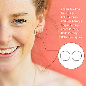 Jstyle 10Pcs 18G Stainless Steel Hinged Clicker Segment Nose Rings Hoop Helix Cartilage Daith Tragus Sleeper Earrings 8MM Improved