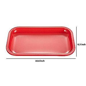NERANENA Metal Tray 10.6" x 6.3" (Red - Medium Size)