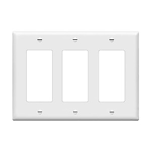 ENERLITES Decorator Light Switch or Receptacle Outlet Wall Plate, Gloss Finish, Size 3-Gang 4.50" x 6.38", Polycarbonate Thermoplastic, 8833-W, White , Standard Size , 1 Count ( Pack of 1)