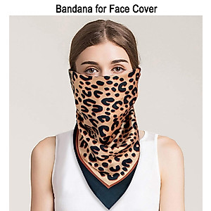 GERINLY Animal Print Scarfs for Women Leopard Neck Scarf Satin Head Scarf for Ponytail Brown Silk Purse Scarf (Leopard)