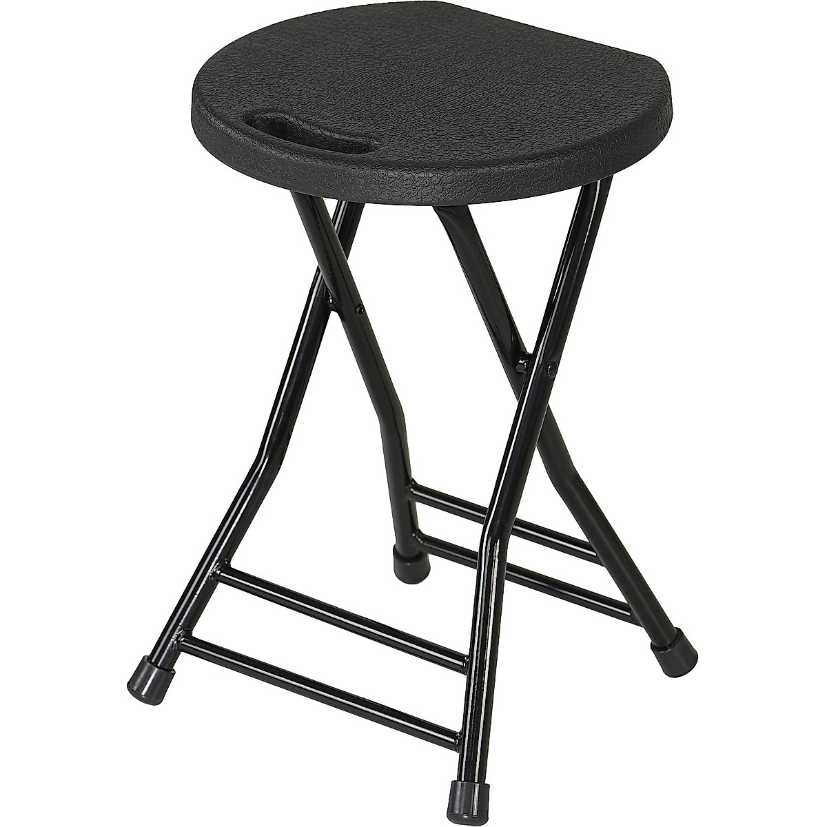 Allpop 2 Pack Folding Stool 18 Inch, Foldable Stool Chair Set of 2, 550lbs Capacity, Portable Round Bar Stool with Handle for Adults Kitchen Garden, Black