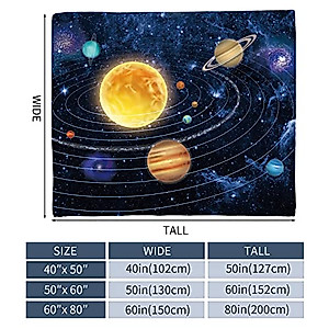 Paready Solar System Blanket Super Soft Flannel Fleece Throw Planet Blanket Cozy Outer Space Blanket for Boys Girls Adults Comfortable Bed Blanket for Sofa Living Room Travel Camping Couch (60"x80")