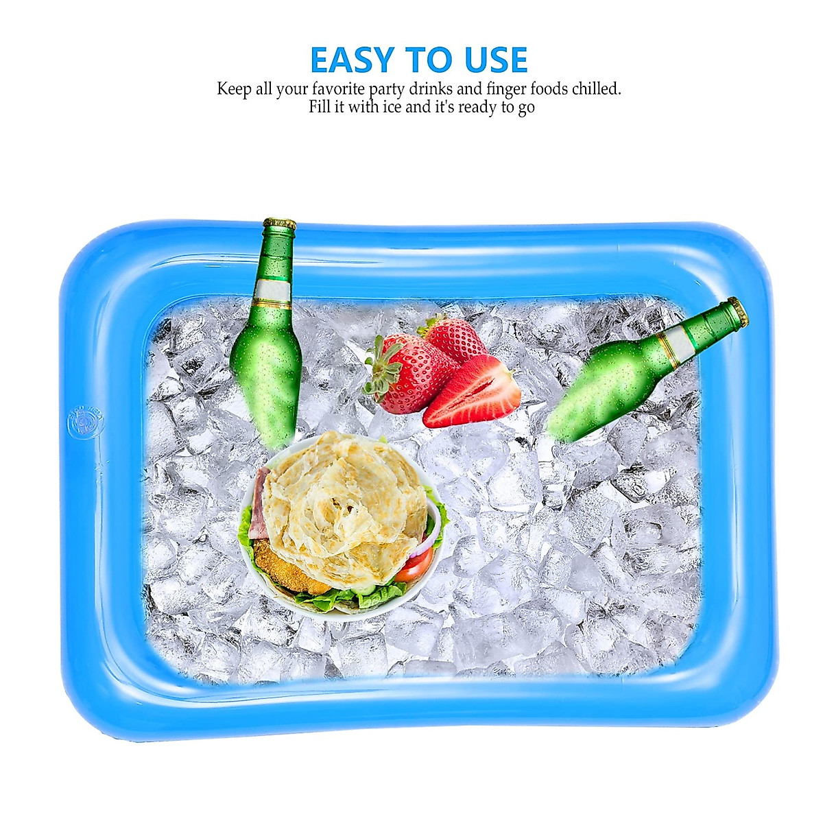 Hemoton 4pcs Inflatable Pool Serving Bar Salad Ice Tray Food Drink Containers Buffet Cooler for Pool Use Bar Party Accessories Inflatable Cooler 60x45cm