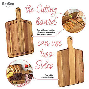 PREMIUM ACACIA Wood Cutting Board with Handle(17'' x 13'' x1") Rectangular Acacia Wooden Cutting Board for Kitchen, Chopping Boards for Meat, Cheese Board, Bread, Vegetables & Fruits