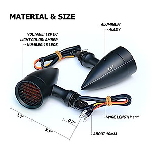 WTZMOTO LED Turn Signals for Motorcycle - Powersport Turn Signals Compatible with harley street glide softail road glide sportster, honda gl1800 vt600c vt750c2b, kawasaki en500, suzuki m109r