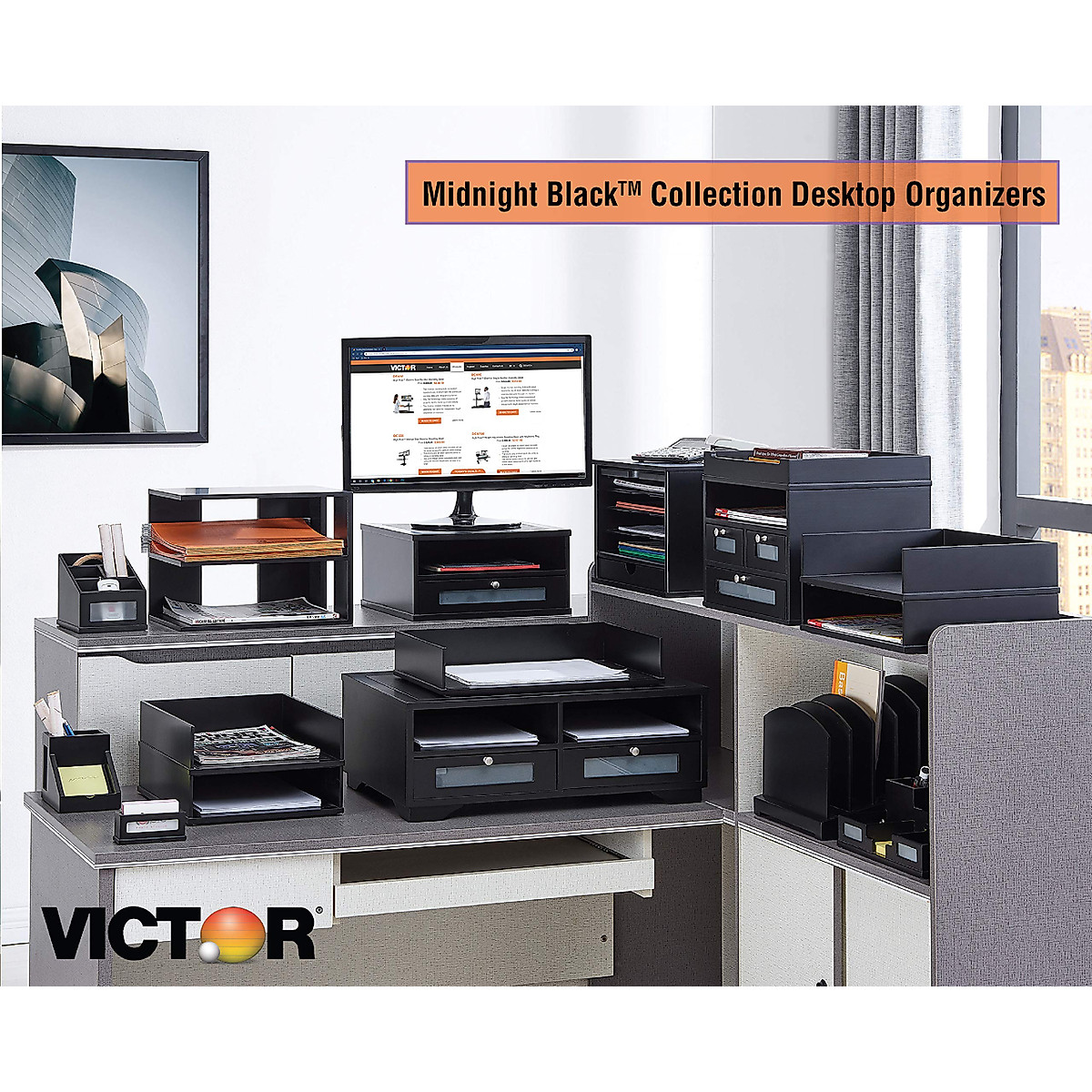 Victor 1120-5 Midnight Black Corner Shelf