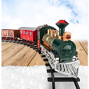 Kids Train Set - Electric Train Set for Boys 3-5 w/Lights & Sound, Train Toy Railway Kits Gift Toy w/Steam Locomotive Engine, 4 Horses & Tracks, for 4-7