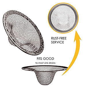 Sink Strainer 3 Inch - Mesh Food Catcher for Kitchen Sink - Bathtub Hair Catcher for Drain Stainless Steel - Accessories for Bathroom and Kitchen, 3 Pcs