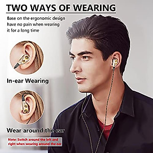 ELOVEN 3.5mm Hi-Res Audio Earphone Deep Bass Stereo Sound Wired Earbuds Noise Isolation Headphones in-Ear Headset with Mic Volume Control Music Sports Earphones for iPhone Samsung Streamer Gold