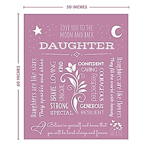 FILO ESTILO Daughter Gifts from Dad, Mom for Christmas, Daughter Throw Blanket Bedroom Décor for Girls, Birthday Gifts for Daughter, Unique Presents for Daughters 60x50 Inches (Pink)